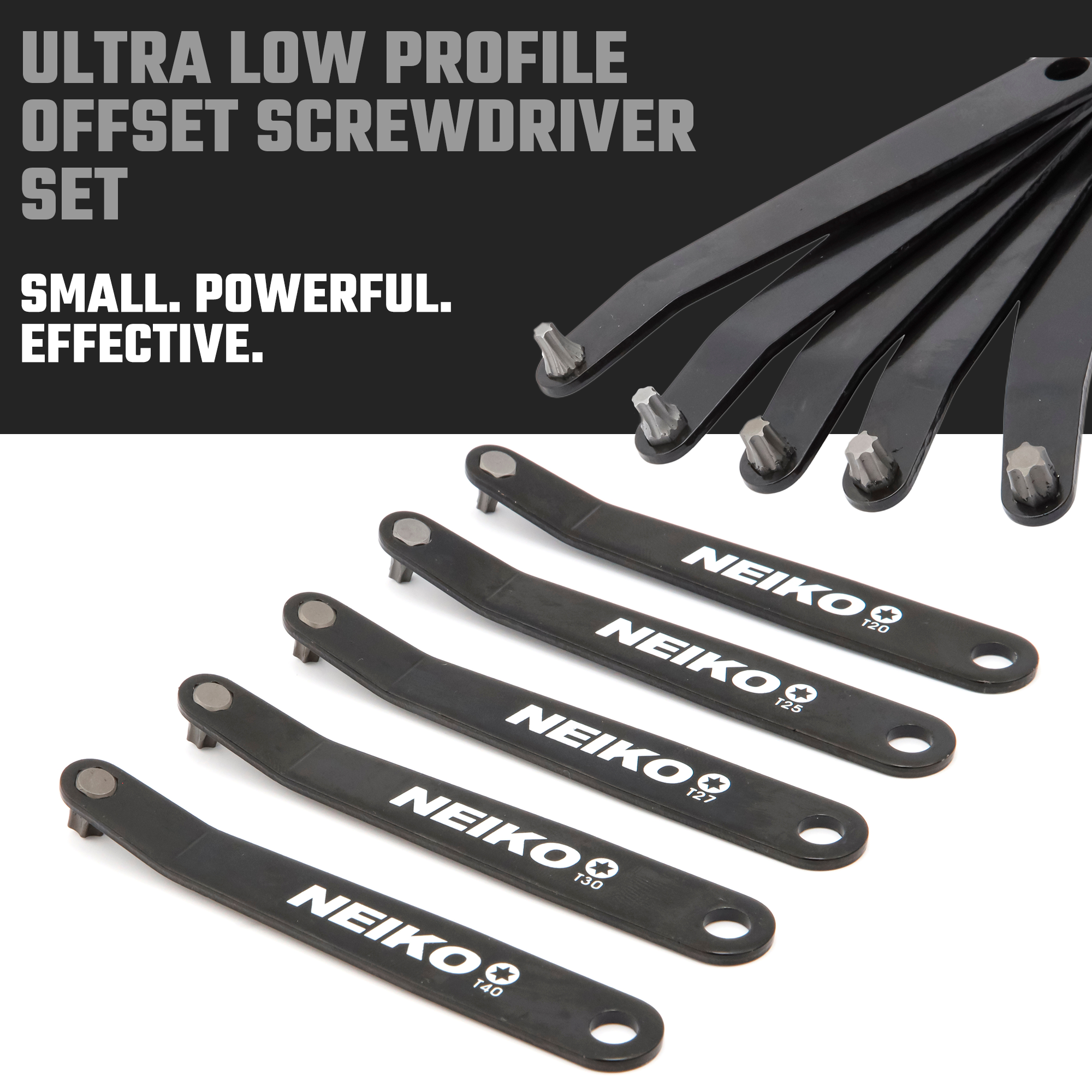 NEIKO 01325A Ultra Low Profile Offset Screwdriver Torx Set, 5 Pc, Heavy ...