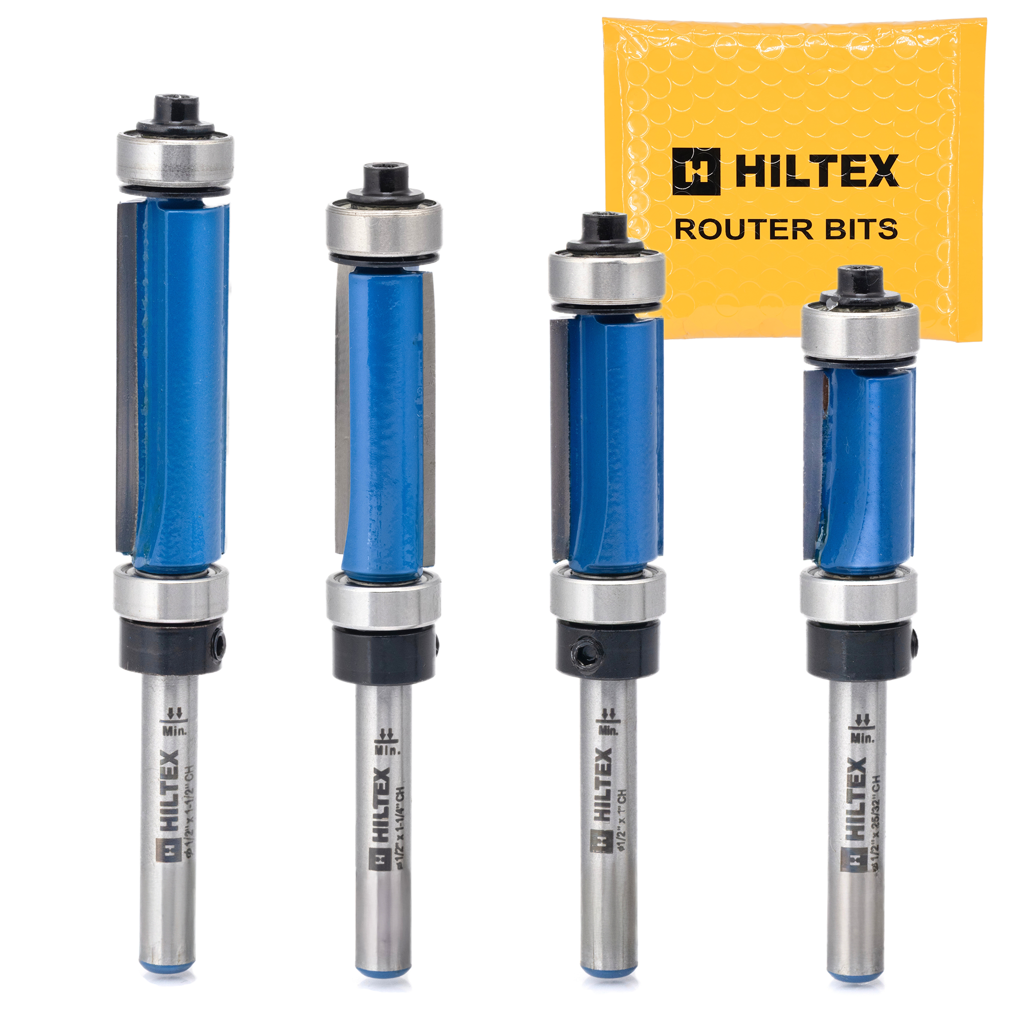 HILTEX 10104H Top and Bottom Bearing Pattern Flush Trim Router Bit Set ...