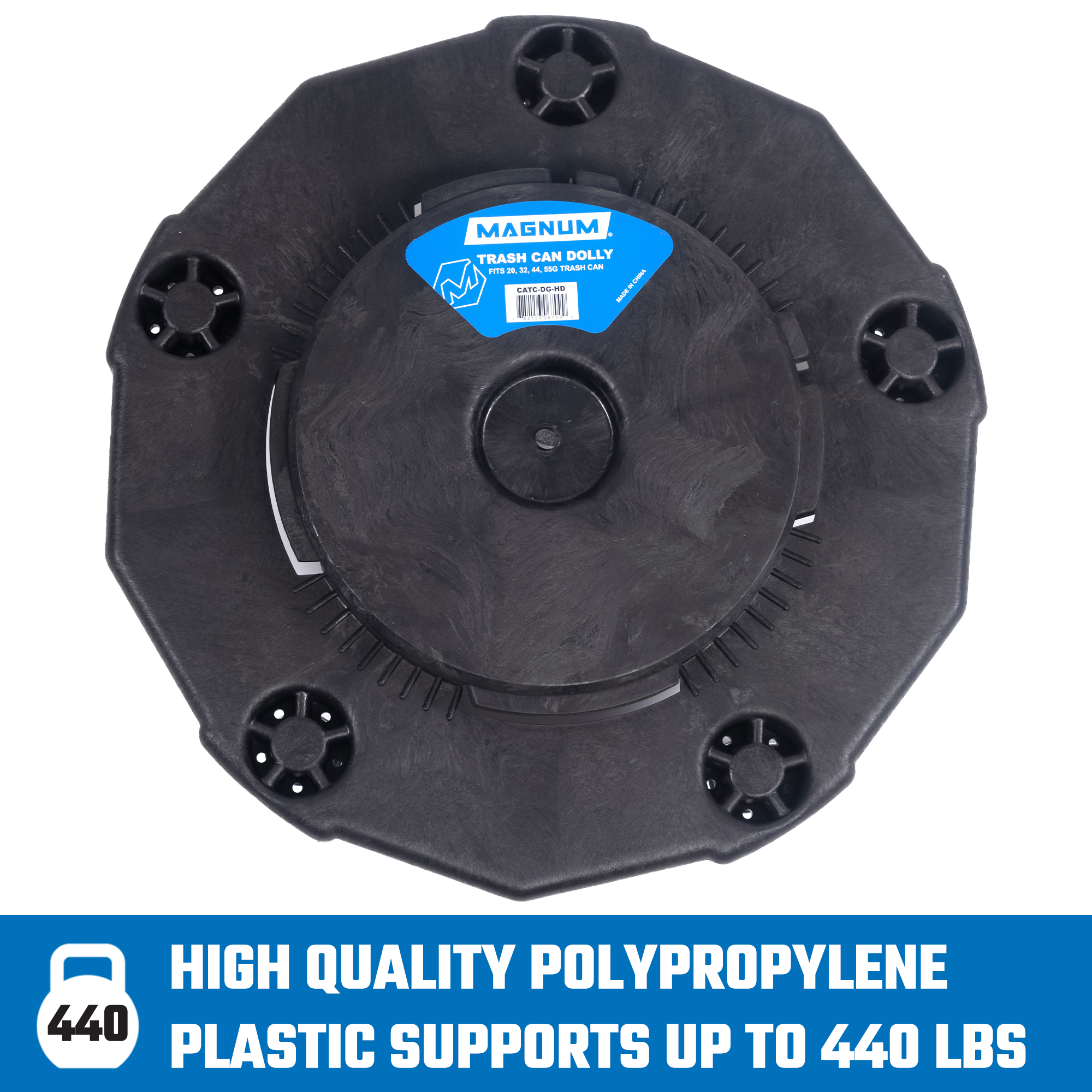 MAGNUM Red 55 Gallon Trash Can Set (Trash Can, Quiet Dolly, and ...