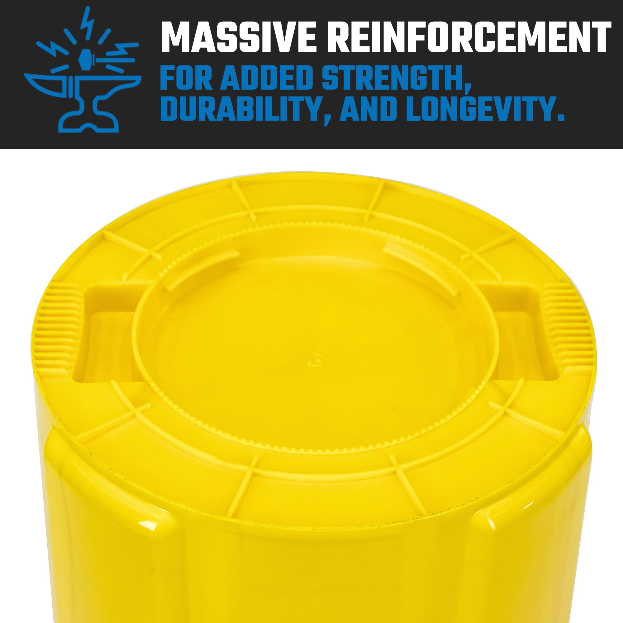 MAGNUM Yellow 32 Gallon Trash Can Set (Trash Can, Quiet Dolly, and ...