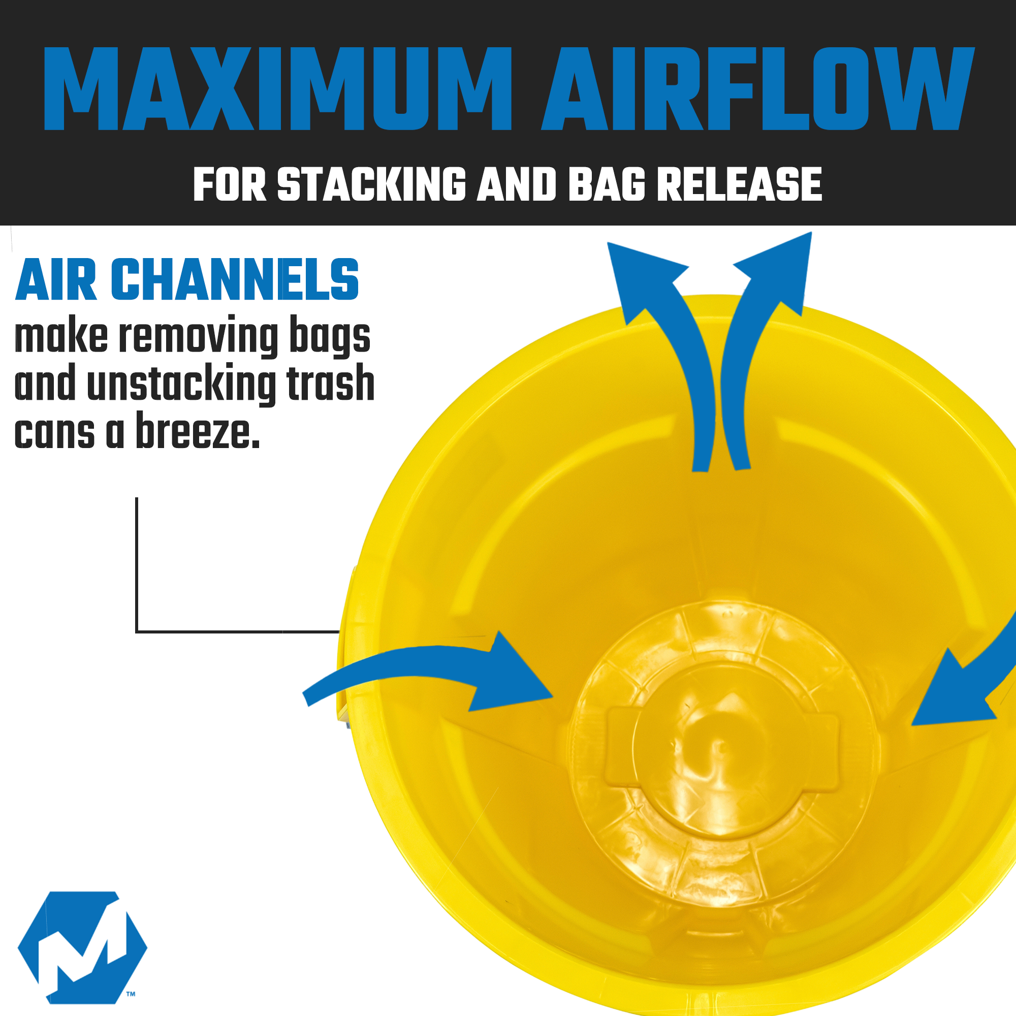 MAGNUM Yellow 55 Gallon Trash Can Set (Trash Can, Quiet Dolly, and ...