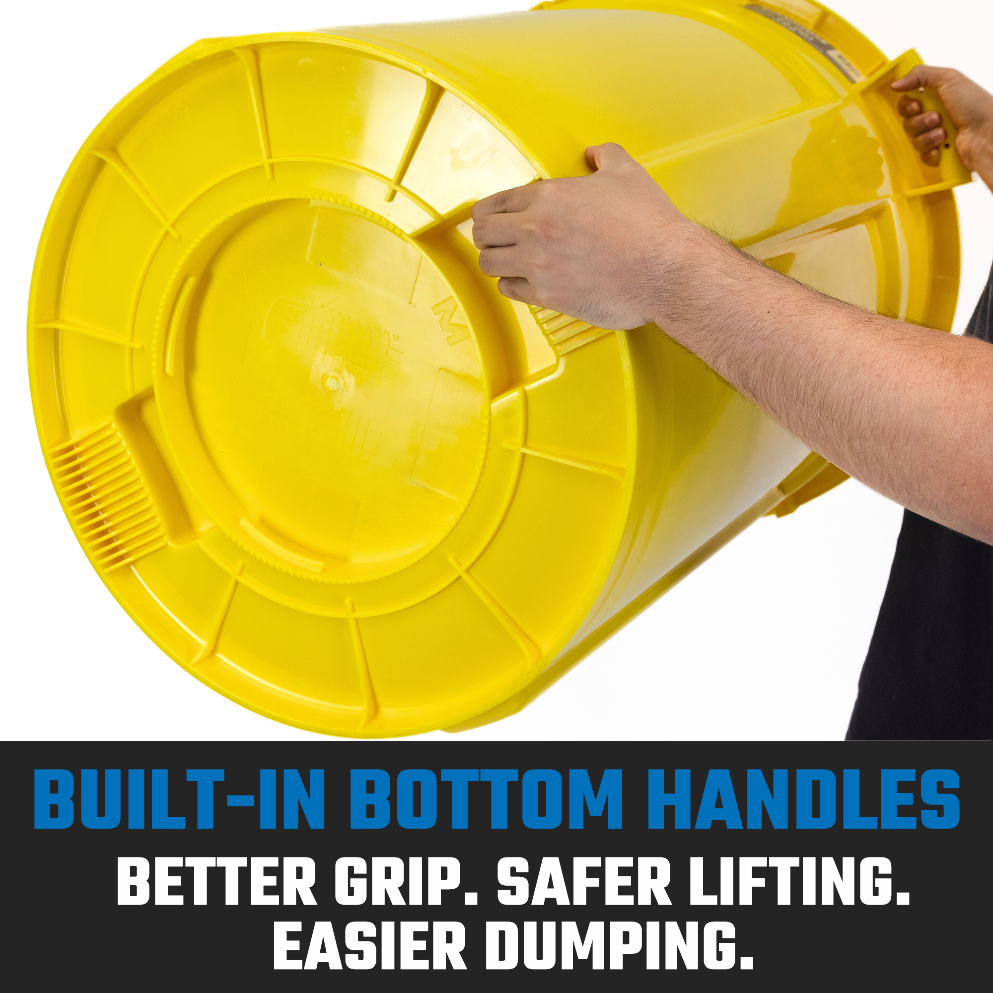 MAGNUM Yellow 55 Gallon Trash Can Set (Trash Can, Quiet Dolly, and ...